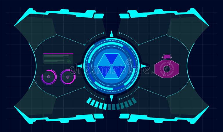 Futuristic Virtual Screen Showing a Radiation Symbol and a Target, Hud Technology Frame, Virtual ...