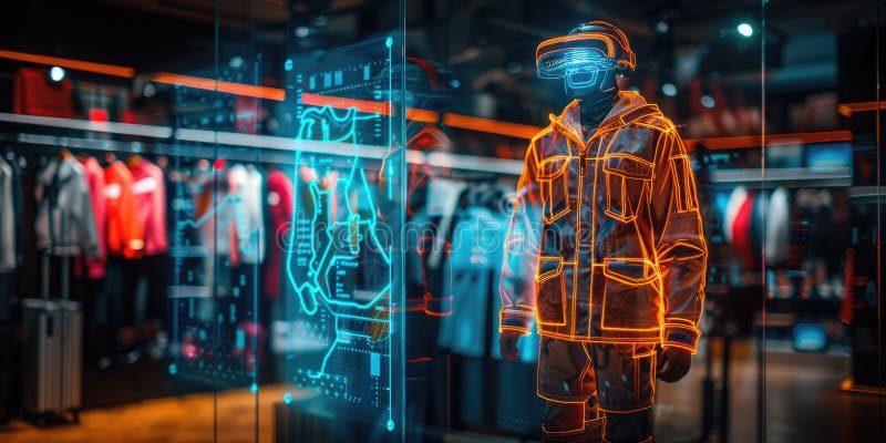 Futuristic Virtual Shopping Experience with Neon Lights. Digital Image ...