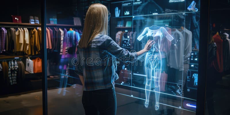 Futuristic Virtual Shopping Experience with Neon Lights. Digital Image ...