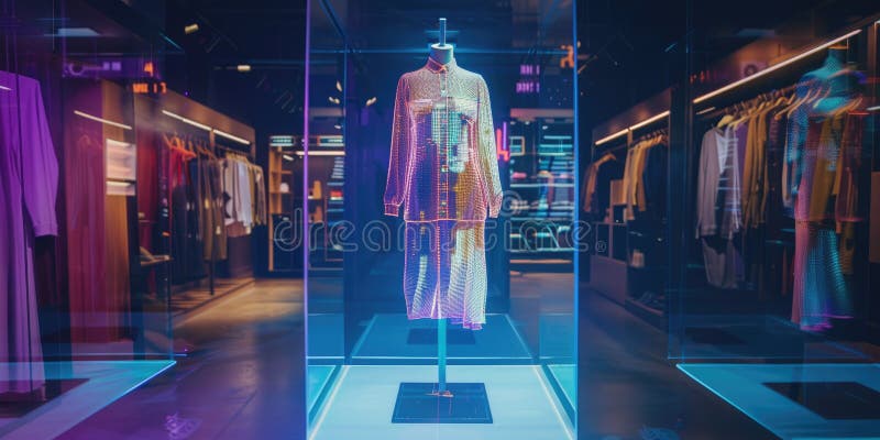 Futuristic Virtual Shopping Experience with Neon Lights. Digital Image ...