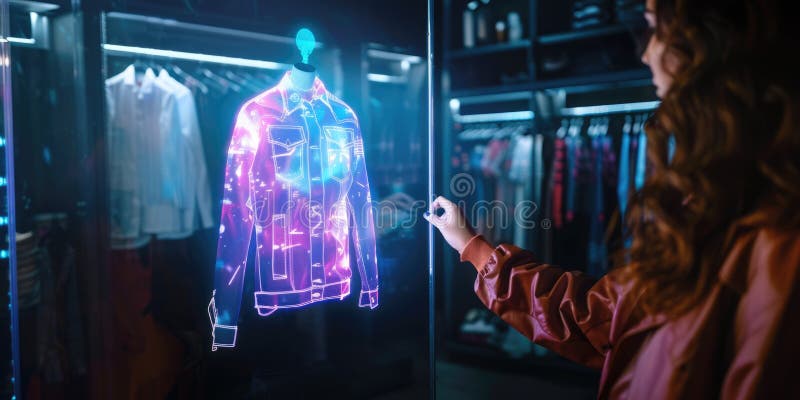Futuristic Virtual Shopping Experience with Neon Lights. Digital Image ...