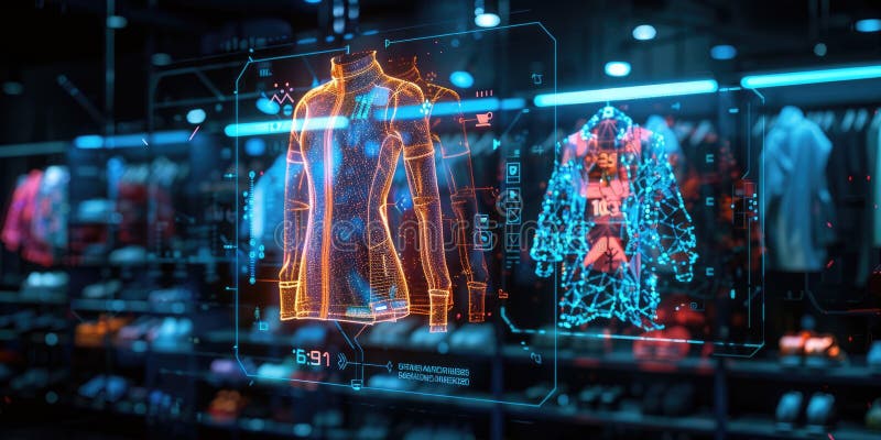Futuristic Virtual Shopping Experience with Neon Lights. Digital Image ...