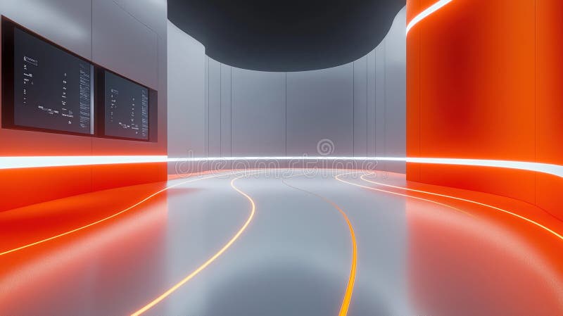 Futuristic Virtual Studio Background. Modern Tech Studio Design. Empty ...