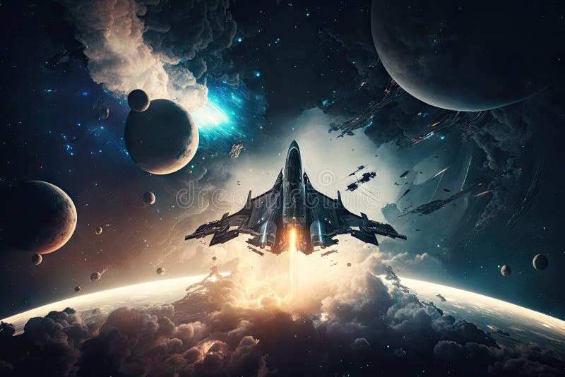 Futuristic Virtual World Concept of Space Flight Beyond Borders of ...