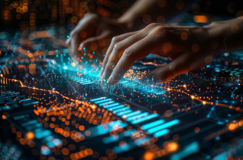 Futuristic Vision of Business Analytics with Human Hands Interacting ...