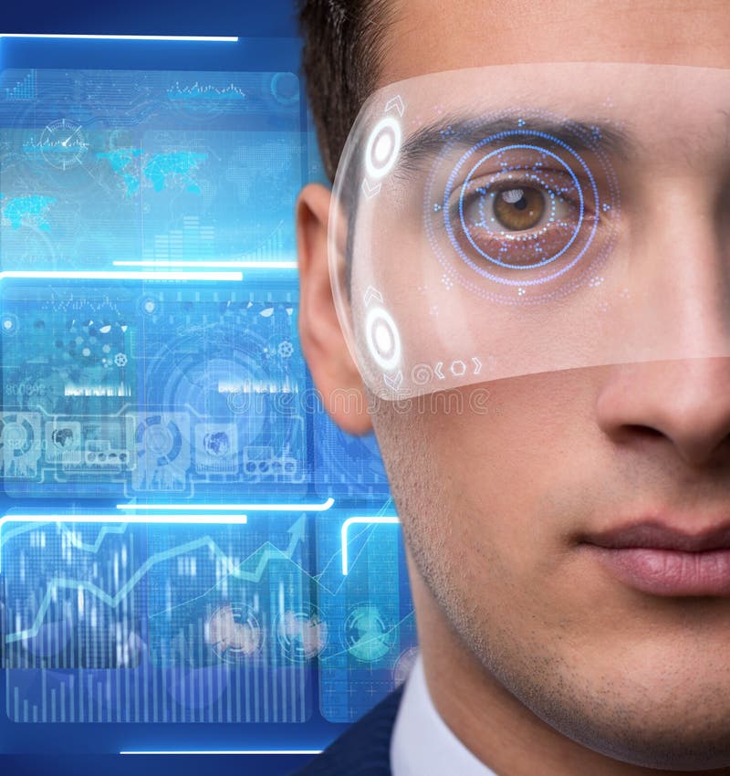 Futuristic Vision Concept with Businessman Stock Photo - Image of ...