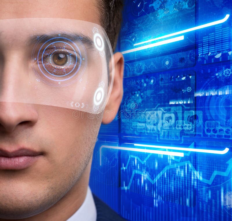 Futuristic Vision Concept with Businessman Stock Photo - Image of male ...