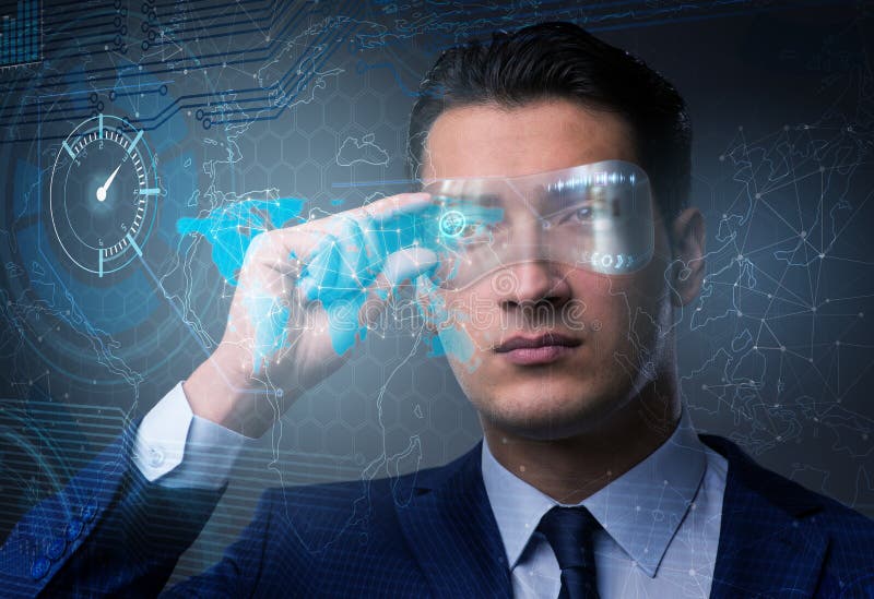 Futuristic Vision Concept with Businessman Stock Image - Image of ...