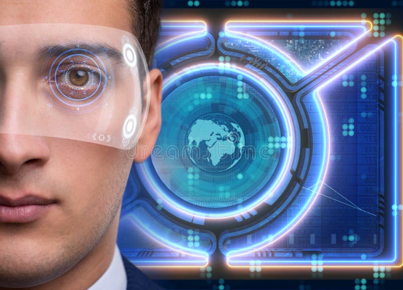 Futuristic Vision Concept with Businessman Stock Image - Image of ...