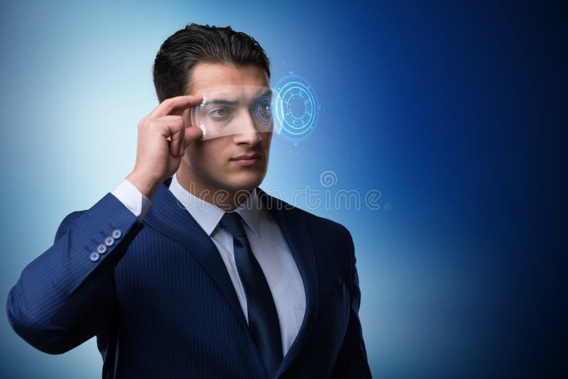The Futuristic Vision Concept with Businessman Stock Photo - Image of ...