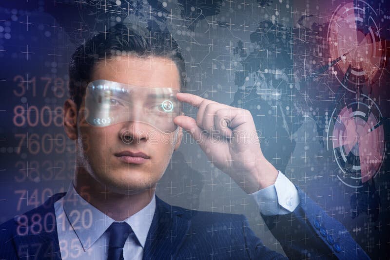 The Futuristic Vision Concept with Businessman Stock Image - Image of ...