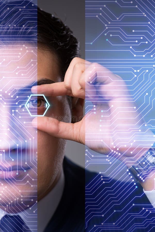 The Futuristic Vision Concept with Businessman Stock Photo - Image of ...