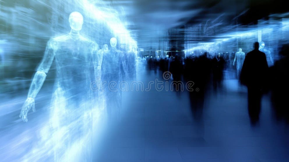 Futuristic Vision of Digital Ghosts in a Virtual World Stock ...