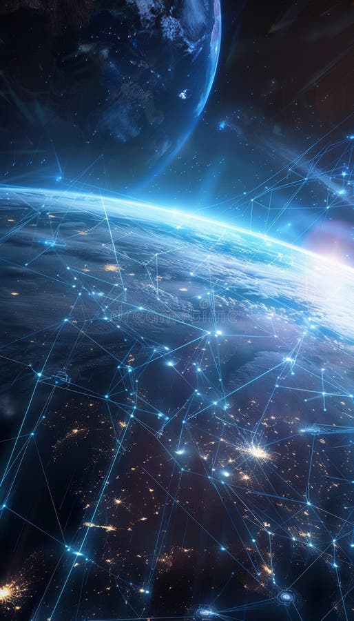 Futuristic Vision of Earth from Space with Digital Networks and Energy ...