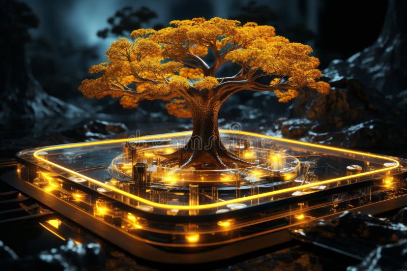 A Futuristic Vision Giant Tree Symbolizing Nature Technology Harmony ...