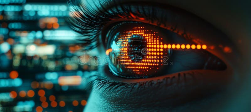 Futuristic Vision Human Eye with Technological Details, Orange ...