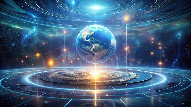 A Futuristic Vision of Planet Earth Suspended Above a Galactic Core ...