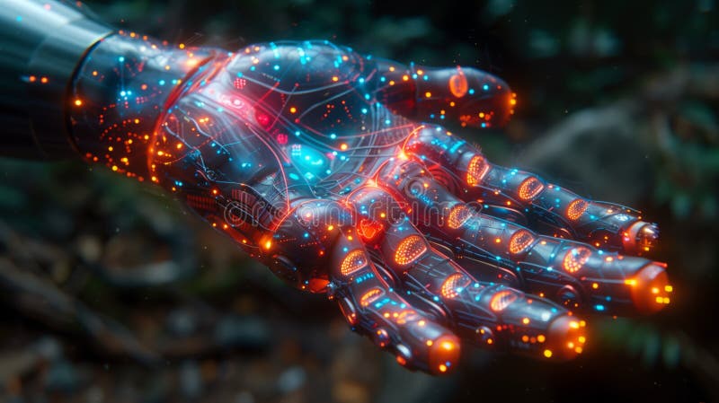 Futuristic Wearable Biosensor Hand Stock Illustration - Illustration of ...