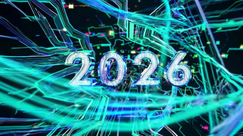 Futuristic Vision of Year 2026 in Digital World Stock Footage - Video ...