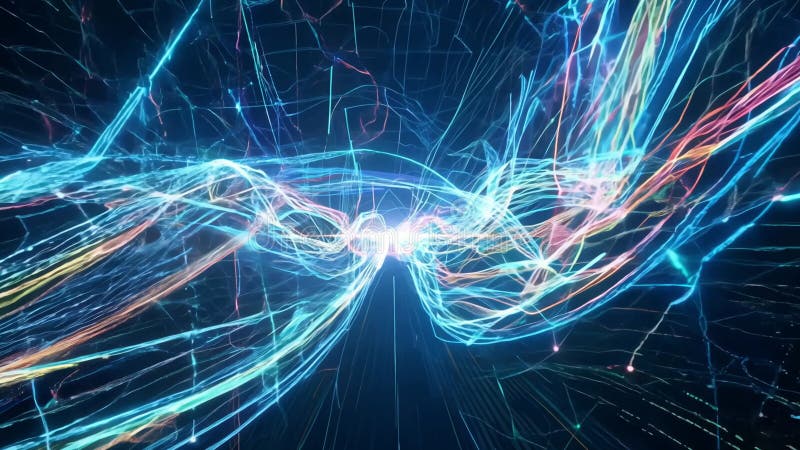 Futuristic Energy Streams and Quantum Particle Waves Stock Footage ...