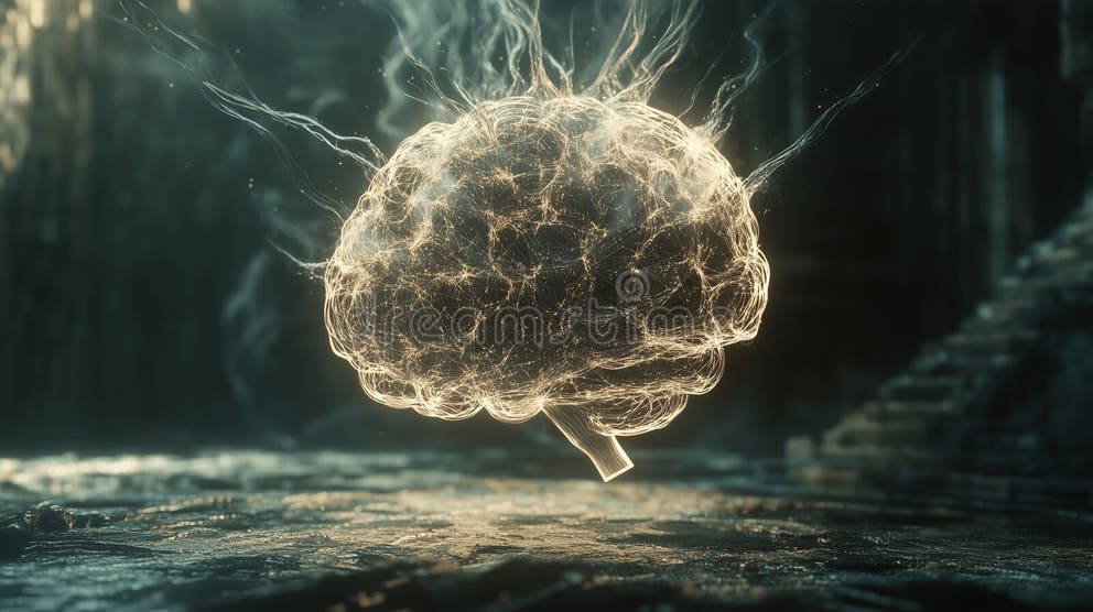 Futuristic Visualization of an AI Brain Illustrating Complex Thought ...
