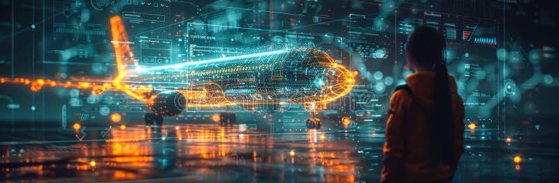 Futuristic Visualization of an Airliner with Digital Network ...