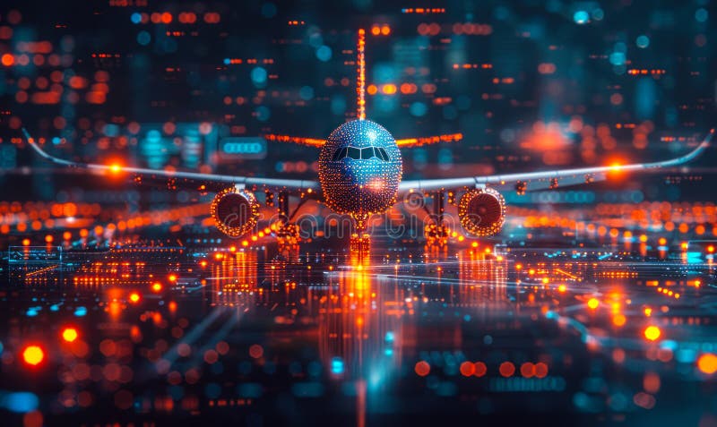 Futuristic Visualization of an Airliner with Digital Network ...