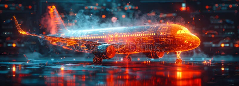 Futuristic Visualization of an Airliner with Digital Network ...