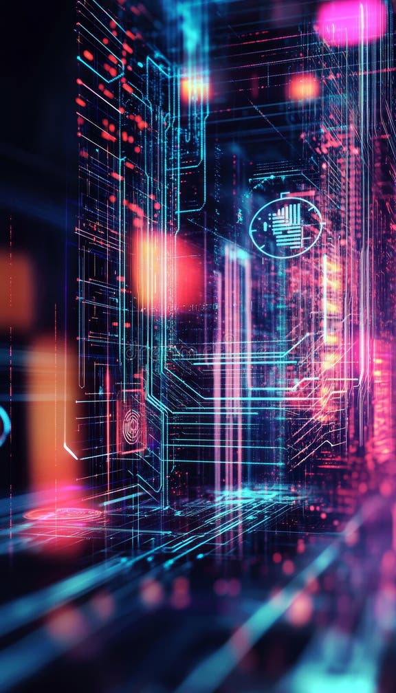 Futuristic Visualization of Cybersecurity, Illustrating Digital ...