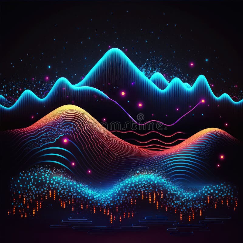 Futuristic Visualization of Cyberspace. Glowing Neon Stock Illustration ...