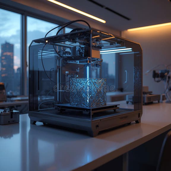 3D Printer Creating Metallic Structure with Laser Precision Stock ...