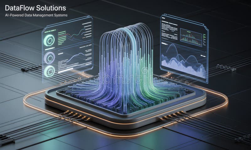 DataFlow Solutions: AI-Powered Data Management Stock Illustration ...