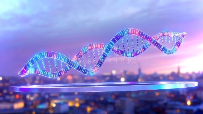 Futuristic Visualization of Genetic Technology Featuring a Digital DNA ...