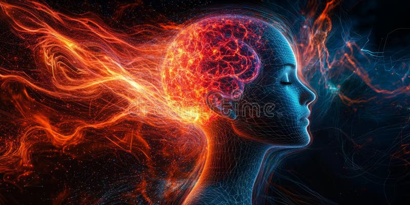 Futuristic Visualization of Human Consciousness, Showing Glowing Neural ...