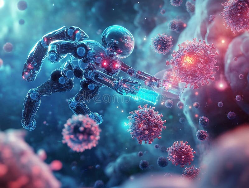 Futuristic Visualization of Nanobots Combating Harmful Bacteria Inside ...