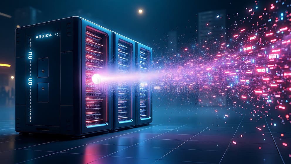 Metadata Comes Out from a Super Computer. Generative AI Stock ...