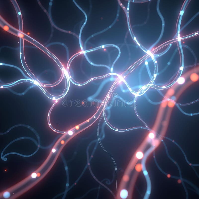 Futuristic Void: Glowing Fiber Optic Cables in Sci-Fi Digital ...