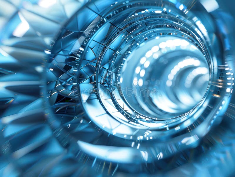 Futuristic Vortex Tunnel of Streaming Data and Video Flux Blue ...