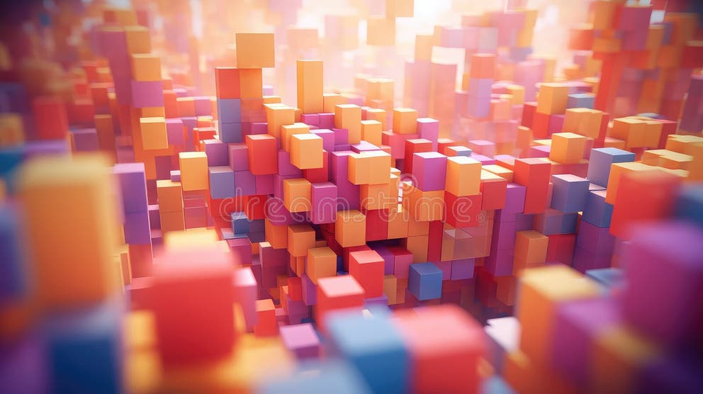 Futuristic Voxel Artificial Cubes Stock Illustration - Illustration of ...