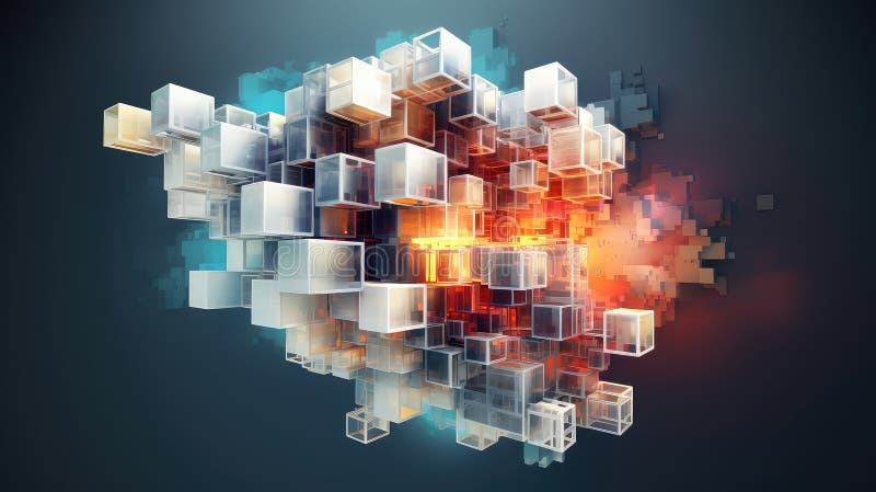 Futuristic Voxel Artificial Cubes Stock Illustration - Illustration of ...
