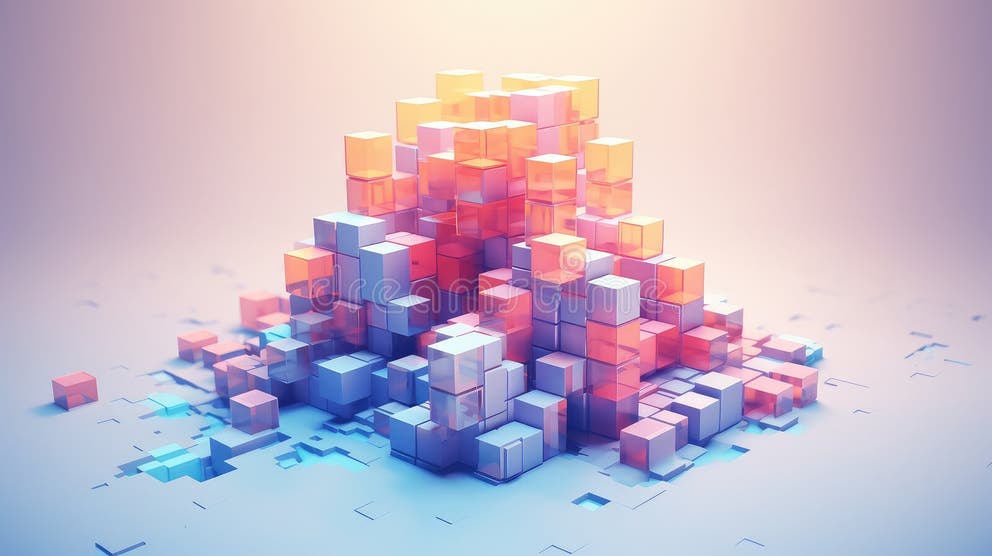Futuristic Voxel Artificial Cubes Stock Illustration - Illustration of ...