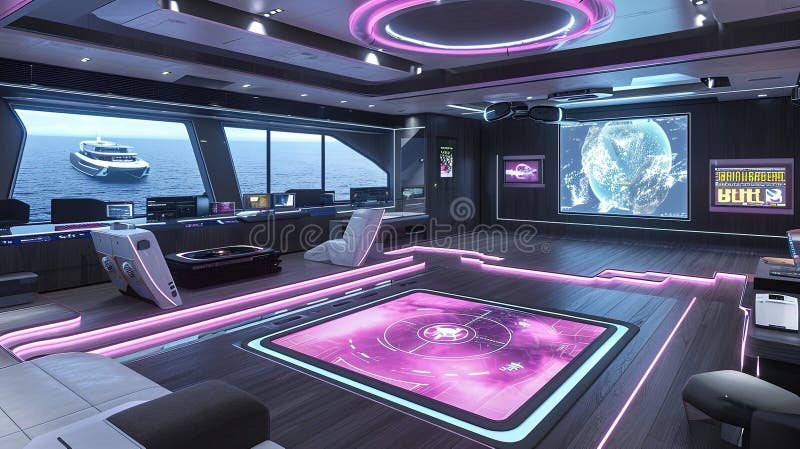 Futuristic VR Entertainment Room Stock Illustration - Illustration of ...