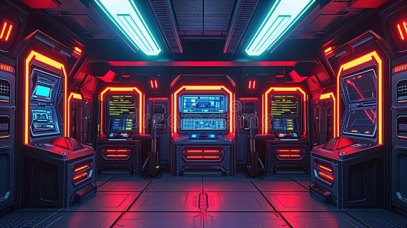 Futuristic VR Entertainment Room Stock Illustration - Illustration of ...