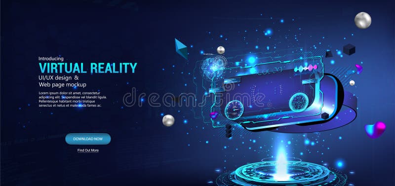 Futuristic VR Glasses Poster with HUD and Virtual Reality Elements ...