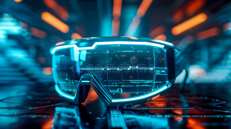 Futuristic Vr Goggles Displaying Augmented Reality Interface Stock ...