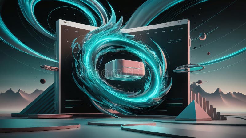 Futuristic VR Headset in Abstract Space Scene, High Quality Image Stock ...