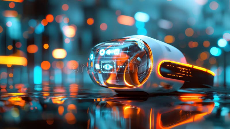 Futuristic VR Headset with Digital Interface Stock Image - Image of ...