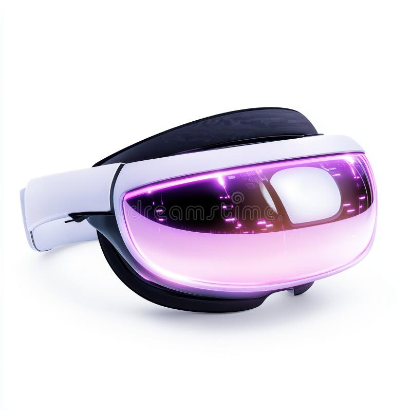 Futuristic VR Headset with Glowing Lenses and Sleek Design Stock ...