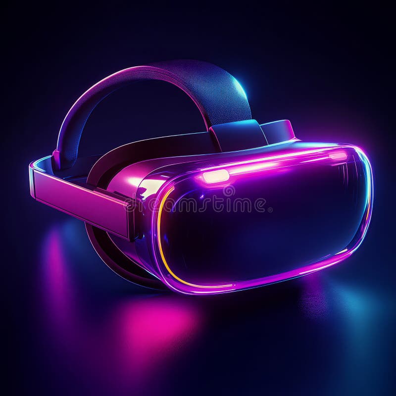 Futuristic VR Headset Glowing with Neon Lights in Dark Setting. Stock ...