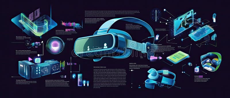Futuristic VR Headset with Infographic Elements Showcasing Virtual Reality Technology Stock ...